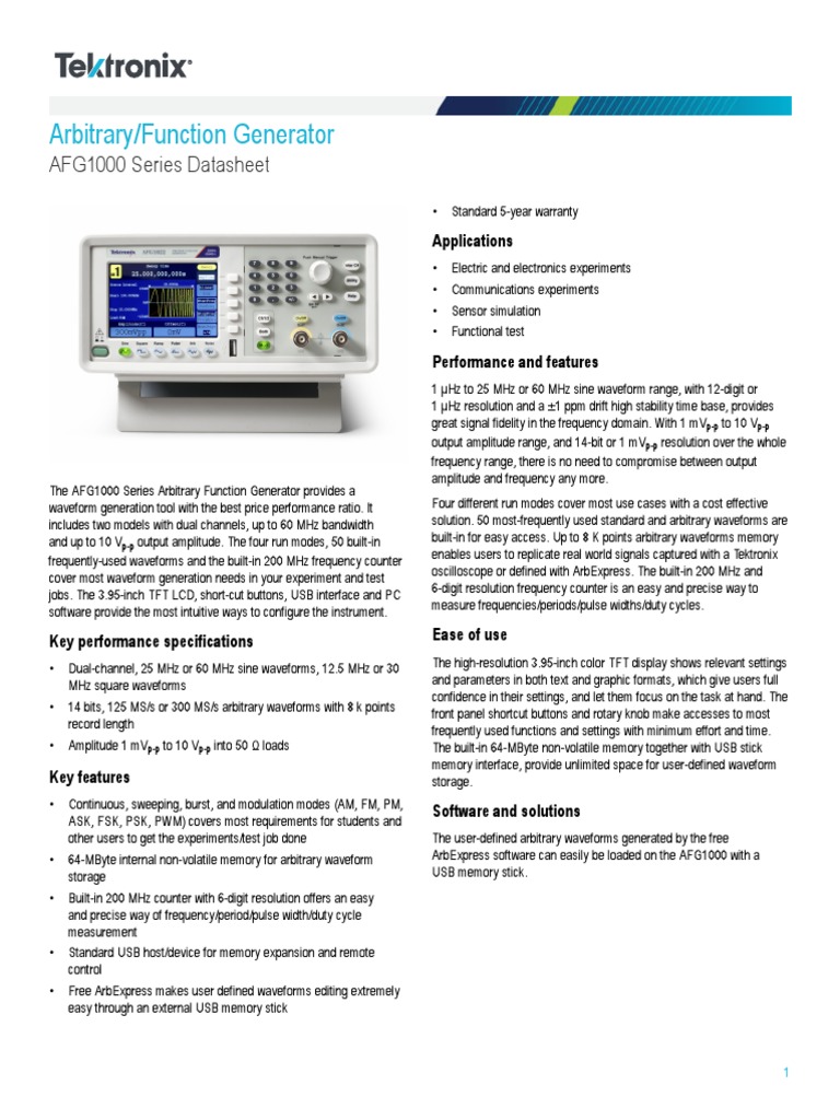 AFG 1062 Function Generator | PDF | Modulation | Alternating Current