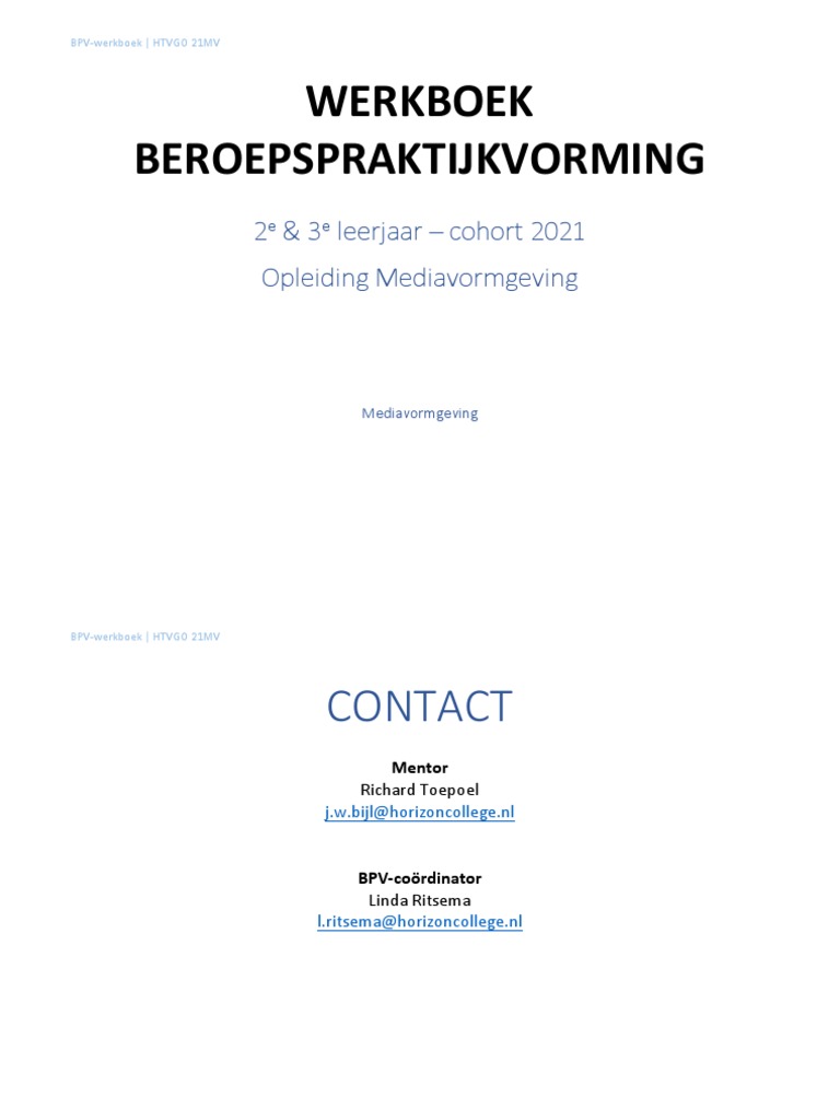 Werkboek BPV Htvgo MV21 PDF | PDF