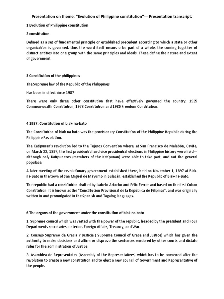 Evolution of Philippine Constitution | PDF | Constitutional Amendment ...