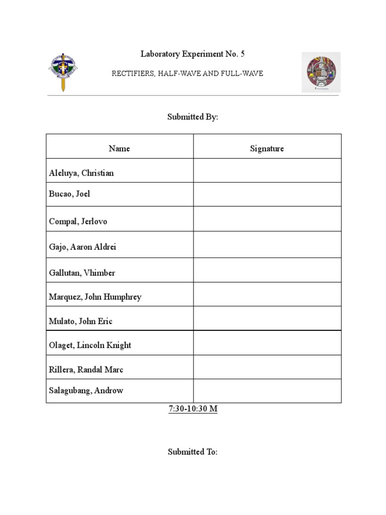 Experiment 5 | PDF | Rectifier | Diode