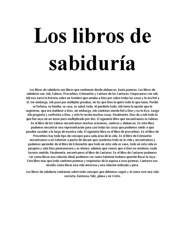 Los Libros de Sabiduría | PDF