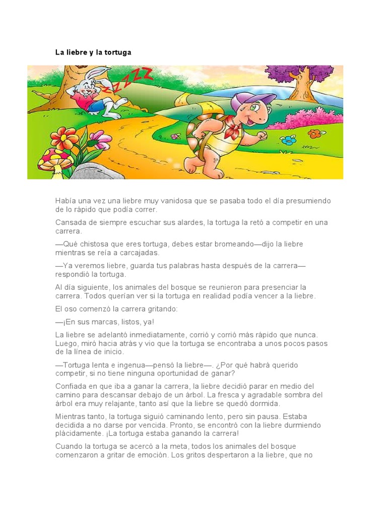 La carrera de la tortuga y la liebre | PDF | Hogar, jardinería y bricolaje