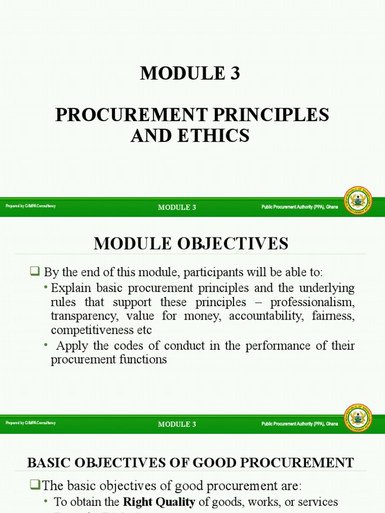 Procurement Principles and Ethics Module | PDF | Procurement | Conflict ...
