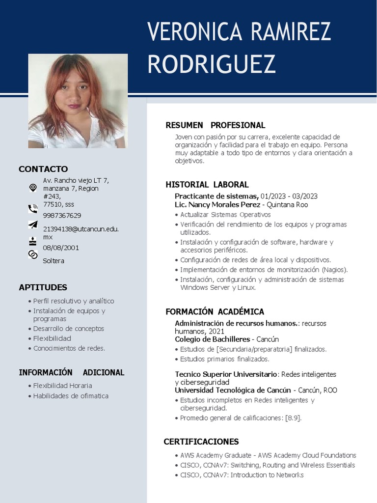 CV Veronica | PDF | Informática | Ciencias de la Computación