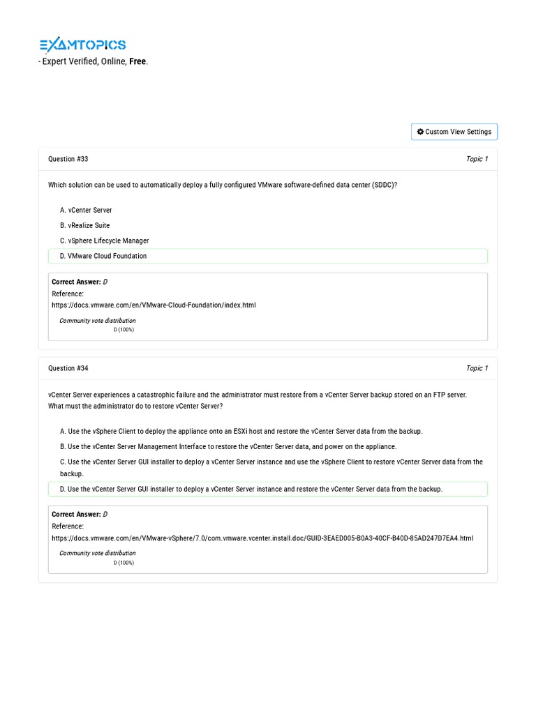 2V0-21.20 Exam - Free Actual Q&As, Page 9 ExamTopics | PDF | Server (Computing) | System Software