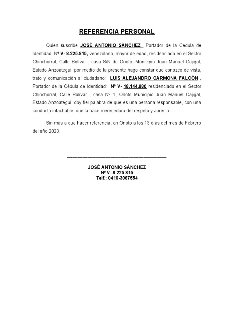 Referencia Personal | PDF