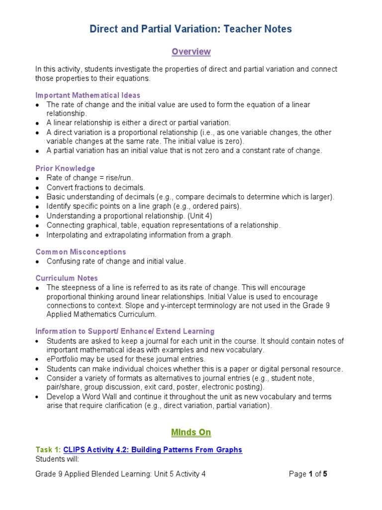 Understanding Direct and Partial Variation | PDF | Derivative | Equations