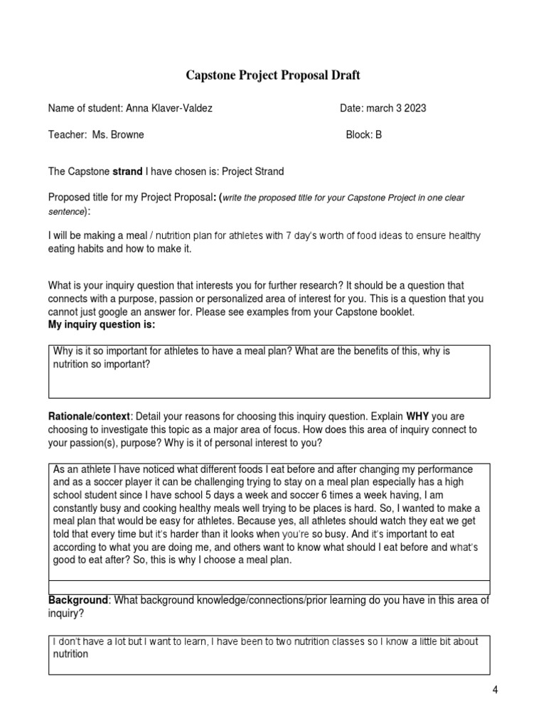 Capstone Project Proposal Draft Student Fillable - Anna | PDF ...