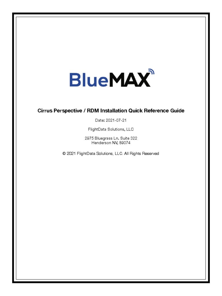 BlueMAX Cirrus Perspective Install Quick Ref Guide R2 | PDF | Ios | Electrical Connector