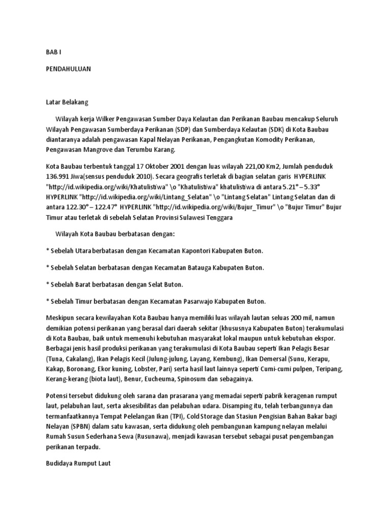 Potensi Perikanan dan Budidaya Baubau | PDF