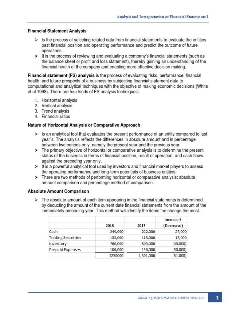 FSA 1 Study Guide | PDF | Financial Statement | Percentage