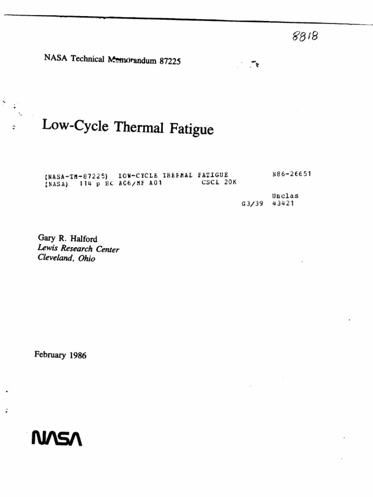 Nasa Low Cycle Fatigue | PDF | Law