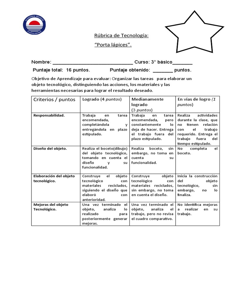 Rúbrica Objetos Tecnologicos | PDF | Aprendizaje | Cognición