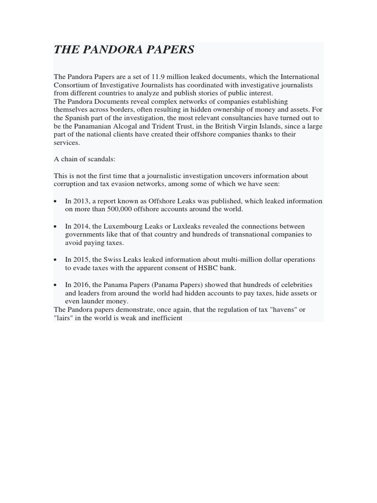 The Pandora Papers | PDF