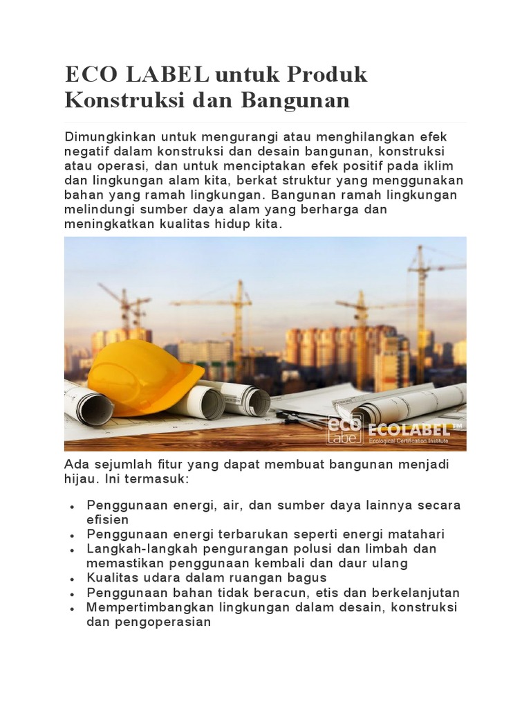 ECO LABEL Untuk Produk Konstruksi Dan Bangunan | PDF