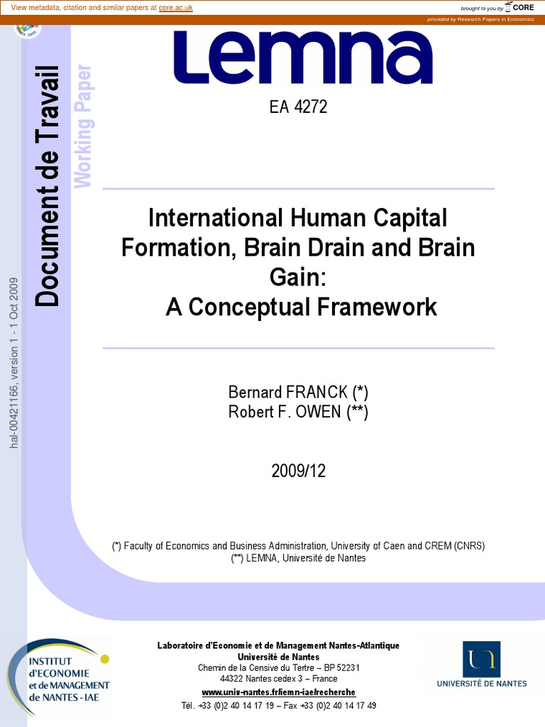 BD Conceptual Framework PDF | PDF | Human Capital Flight | Labour Economics