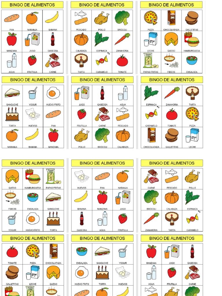 Bingo de Alimentos | PDF