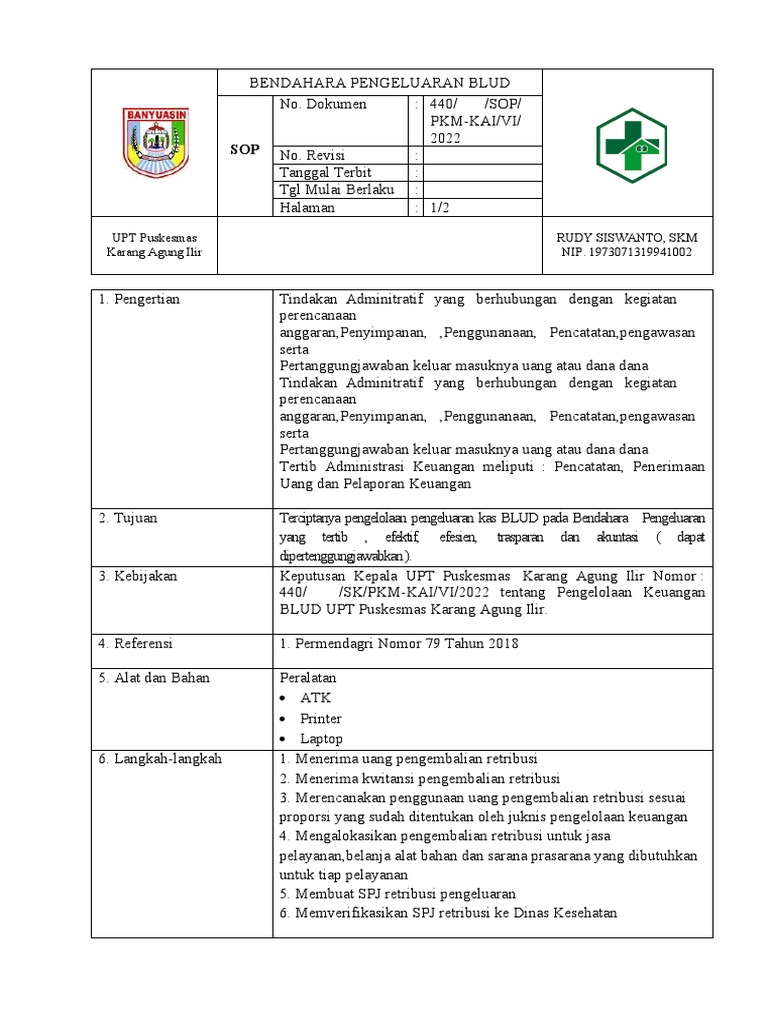 Sop Bendahara Pengeluaran | PDF