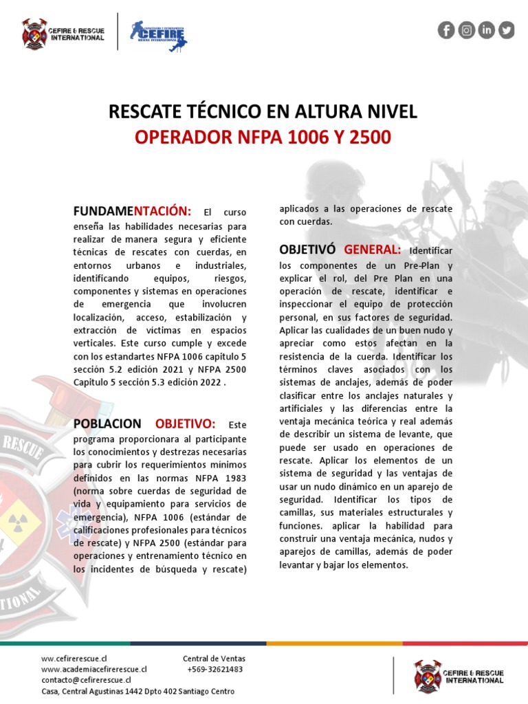 Rescate en Altura Nivel Operador Nfpa 1006 y 1670 | PDF | Cuerda ...