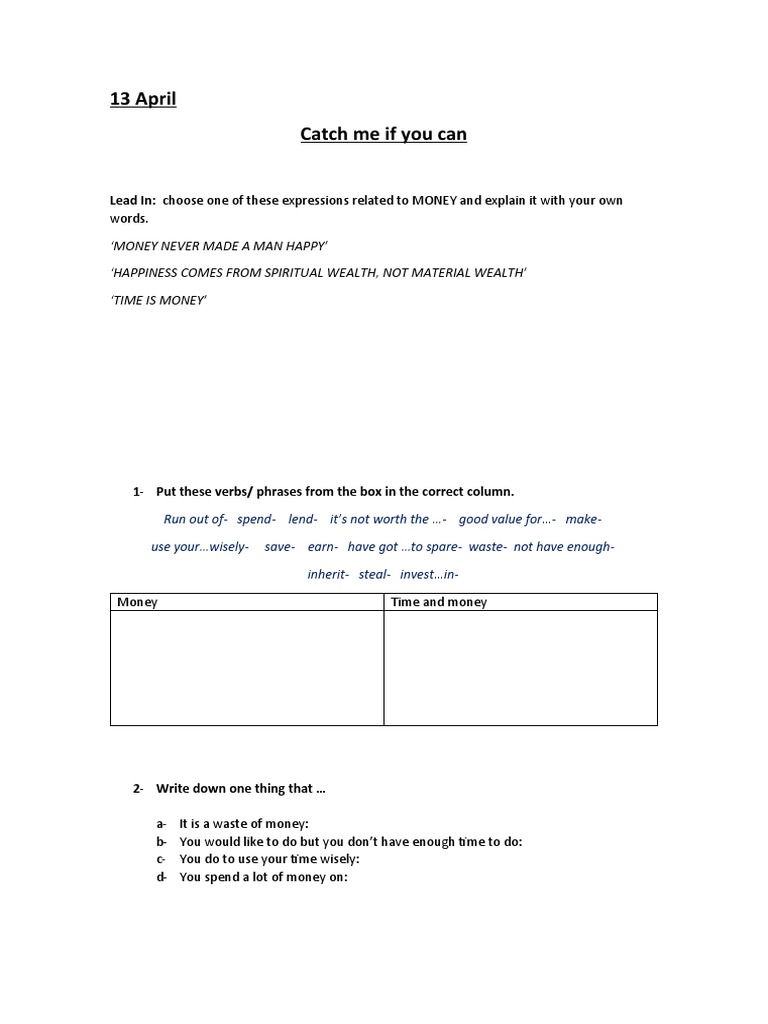 Catch Me If You Can Activity Guide | PDF | Human Communication ...