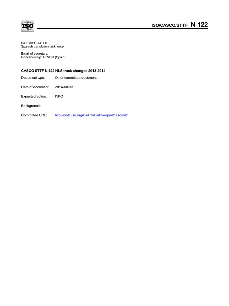 ISO-CASCO-STTF N0122 CASCO STTF N 122 HLS Track Changes 2013 PDF | PDF ...