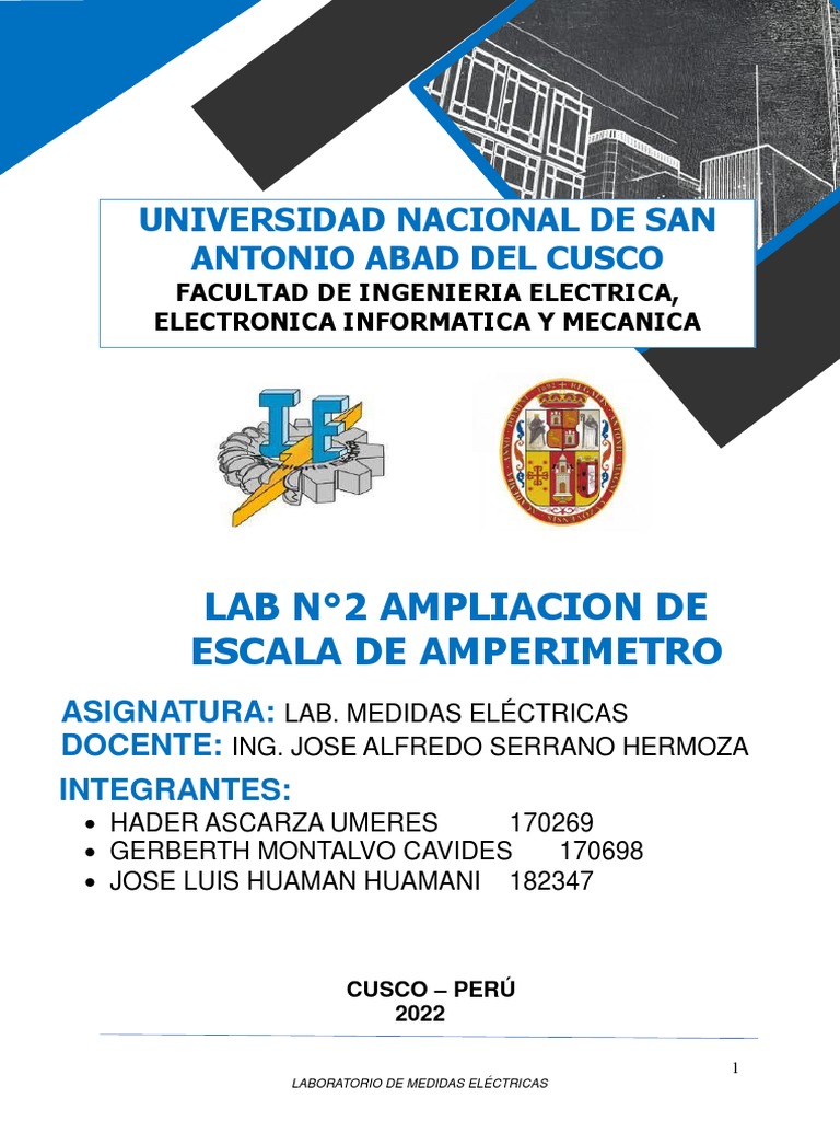 Laboratorio 4 - Lab. de Mediciones Electricas | PDF | Corriente eléctrica | Laboratorios