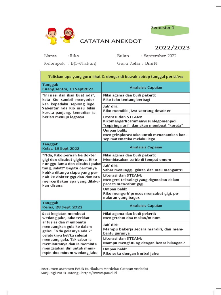 Catatan Anekdot Paud | PDF