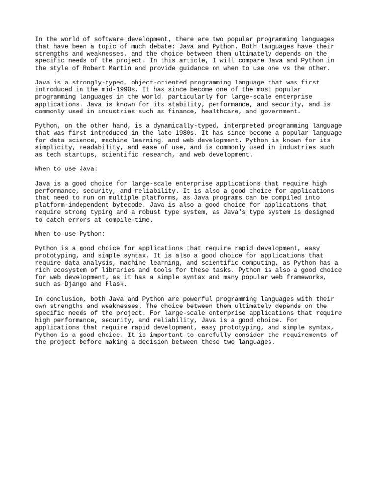 Why Java Or Why Python Pdf Java Programming Language Python Programming Language 