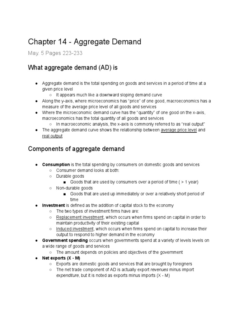 Chapter 14 Notes PDF | PDF | Consumption (Economics) | Aggregate Demand