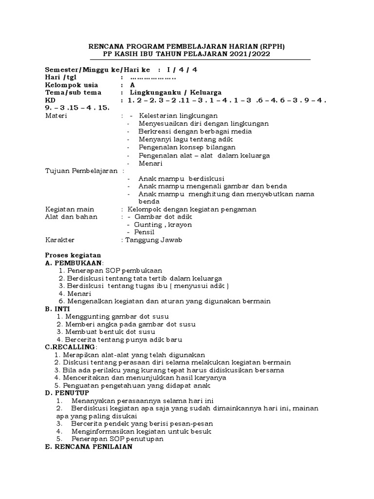 RPPH Tema Lingkungan | PDF