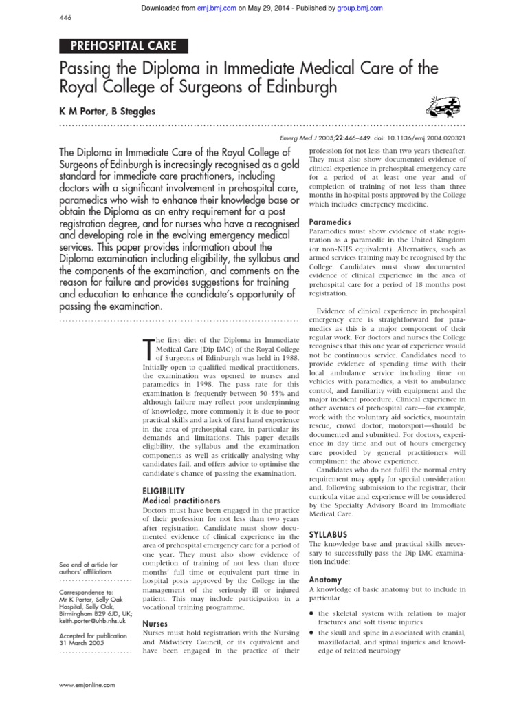 Passing The FPHC DIMC Exam RCSEd 2 | PDF | Paramedic | Emergency ...