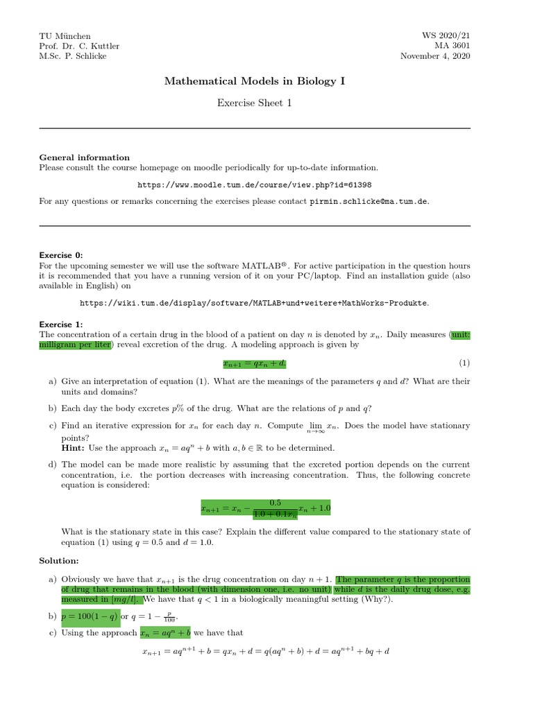 1 Biomath | PDF | Steady State | Applied Mathematics