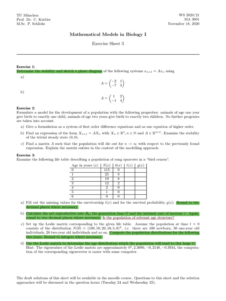 Sheet3 Biomath | PDF | Eigenvalues And Eigenvectors | Matrix (Mathematics)