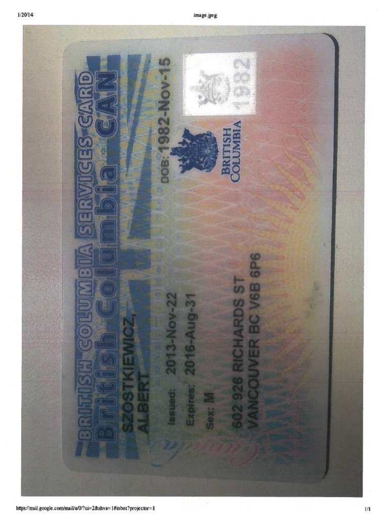 Albert Szostkiewicz - BCDL and Care Card | PDF