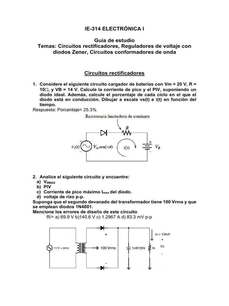 Guia de Estudio Temas 6-12 | PDF | Rectificador | Diodo