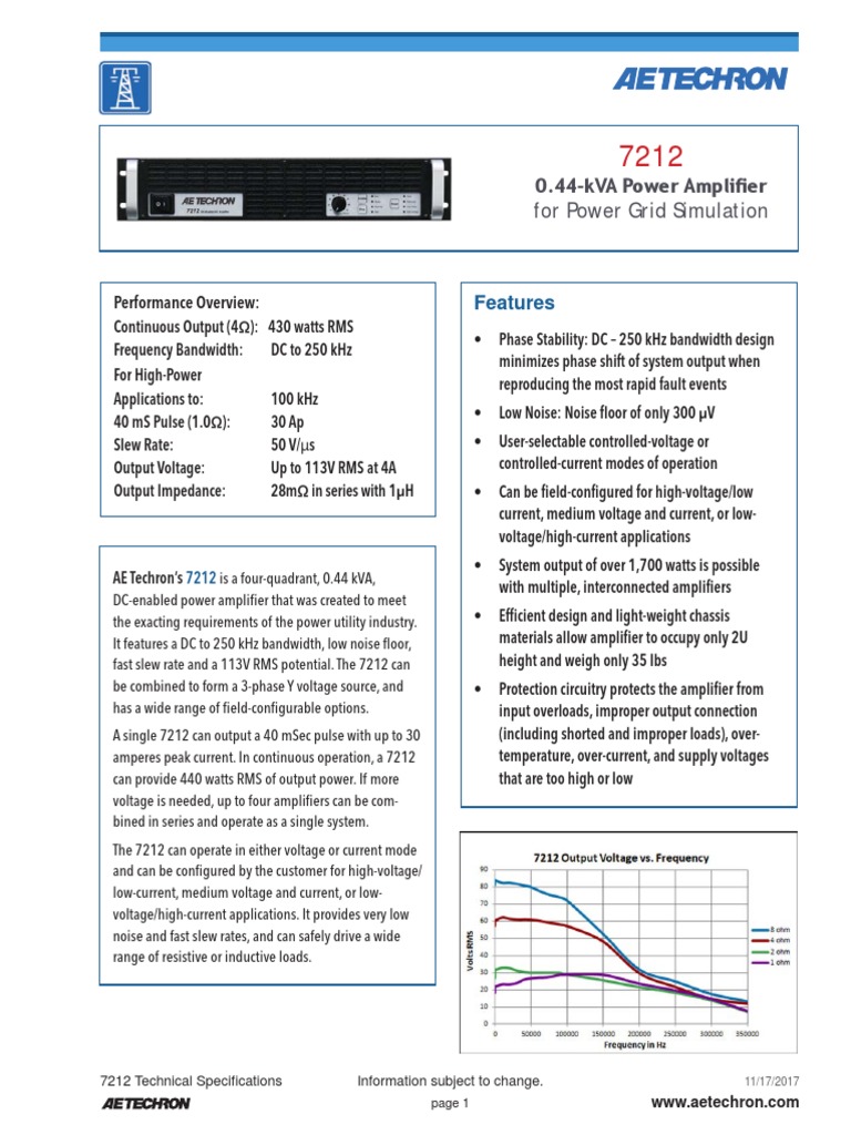 7212 Specsheet PDF | PDF | Amplifier | Resistor