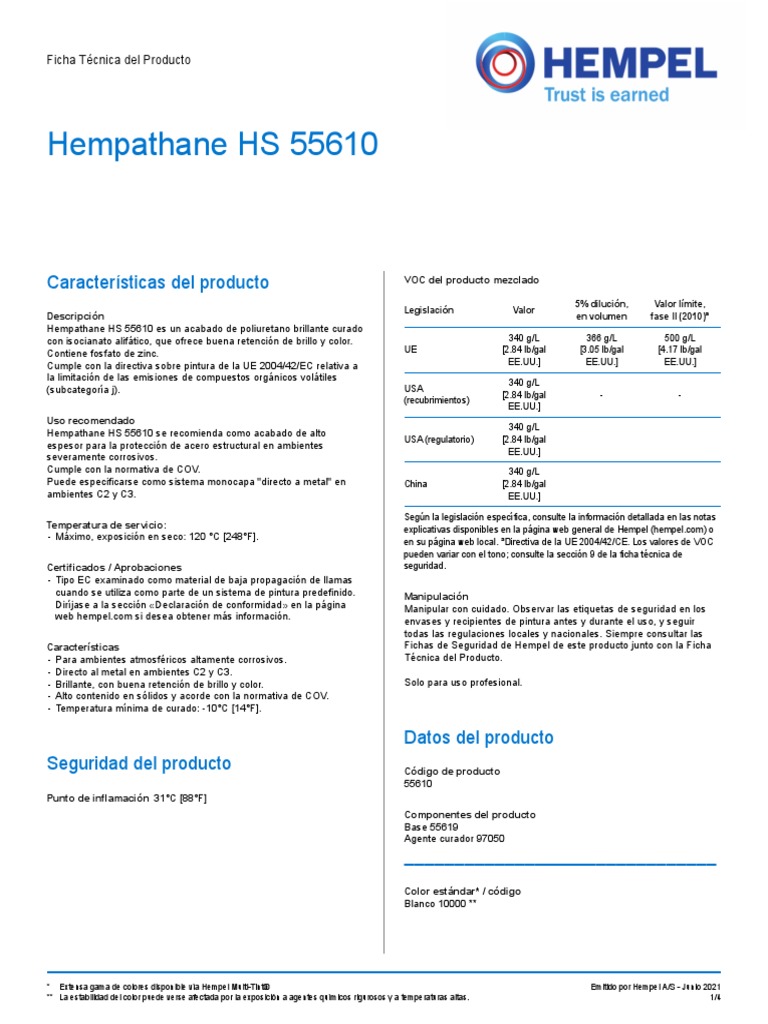 Hempathane HS 55610 Junio 2021 | PDF | Compuesto orgánico volátil ...