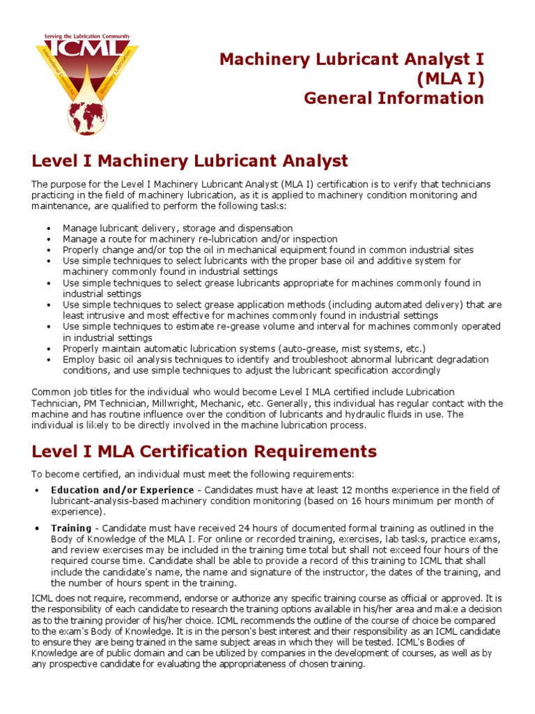 MLA I Information English | PDF | Lubricant | Bearing (Mechanical)