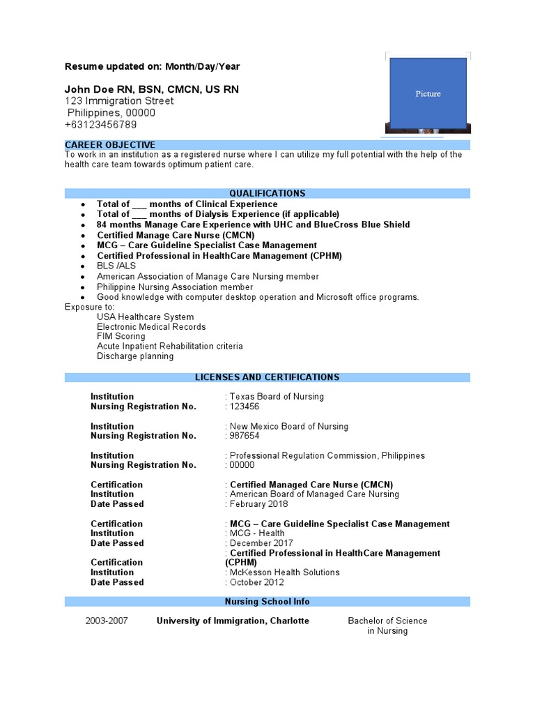 Sample CV | Download Free PDF | Nursing | Hospital