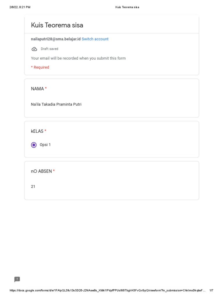 Kuis Teorema Sisa PDF | PDF