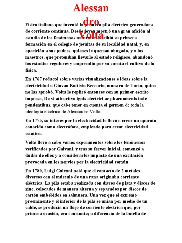 Alessandro Volta | PDF | Arte | Historia