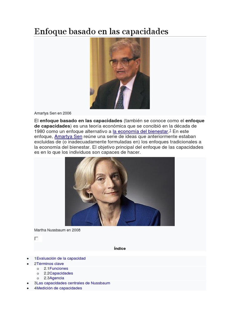 Enfoque Basado en Las Capacidades Sen - Nussbaum | PDF | Índice de ...