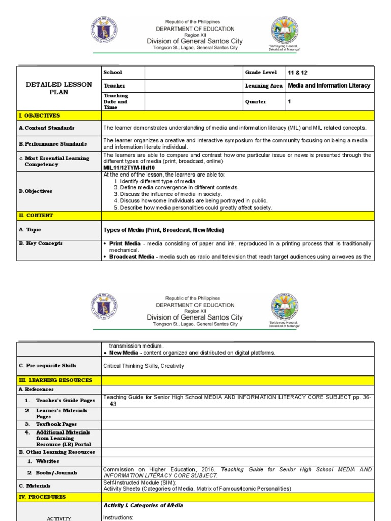 Media and Information Literacy (MIL) - Lesson Exemplar 4 | PDF | Mass ...