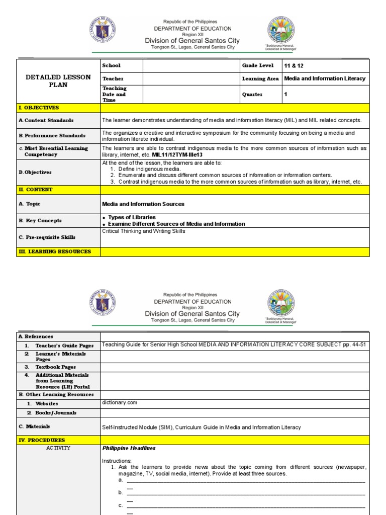 Media And Information Literacy Mil Lesson Exemplar 5 Pdf