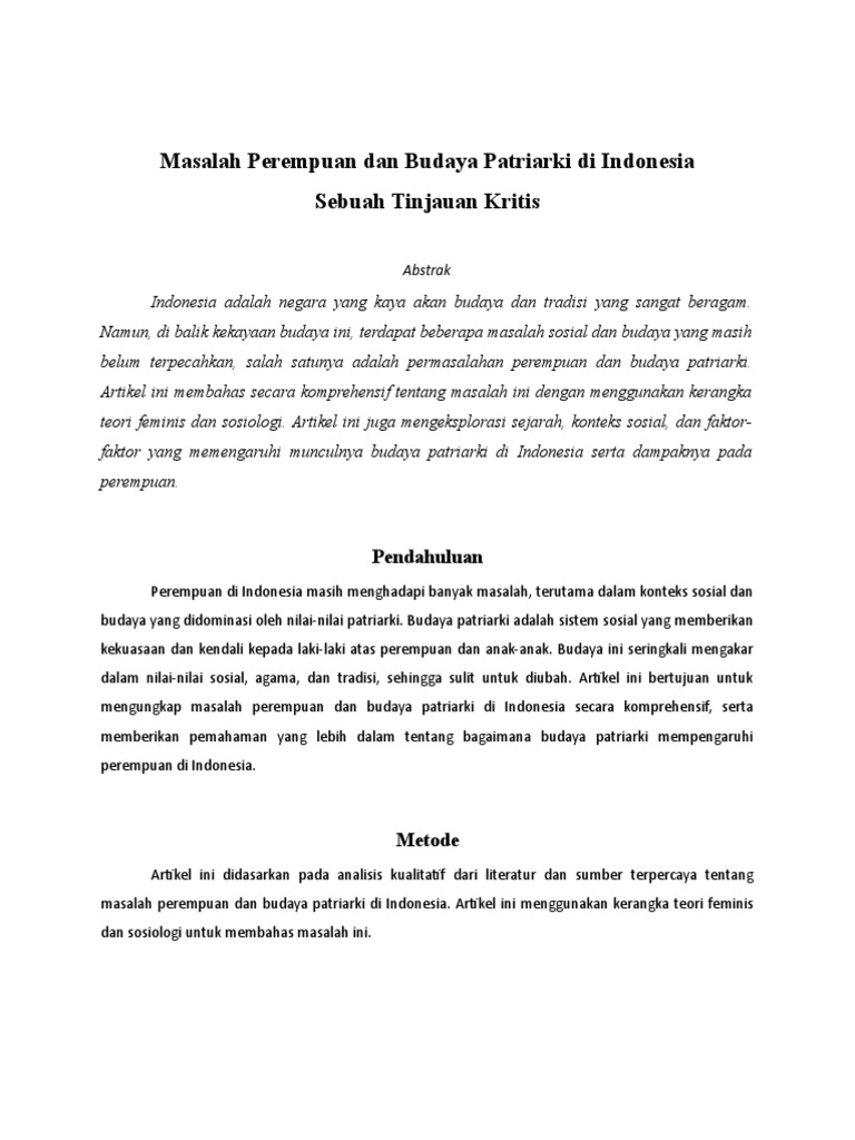 Masalah Perempuan Dan Patriarki | PDF | Ilmu Sosial
