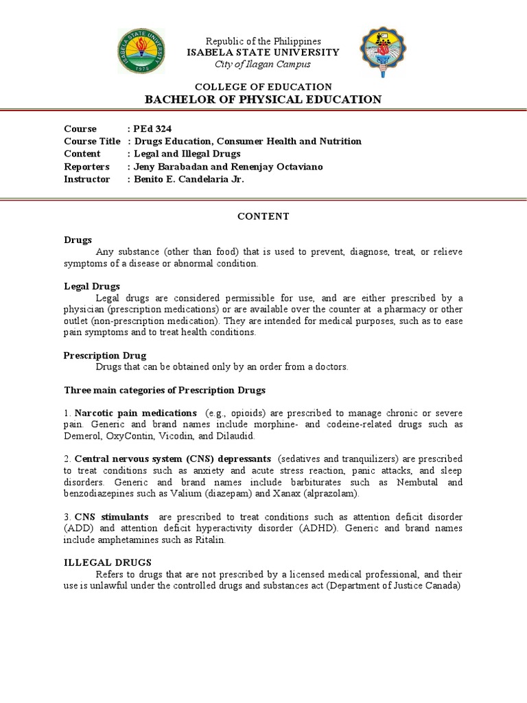 Legal and Illegal Drugs | PDF | Drugs | Stimulant