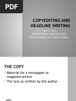 Campus Journalism - Copyreading and Headline Writing | PDF | Copy ...