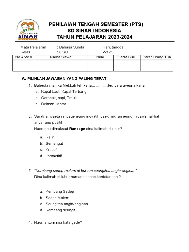 PTS Kelas 6 | PDF