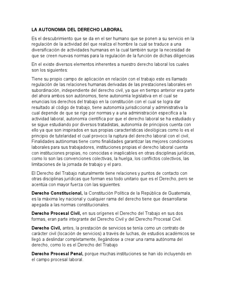 La Autonomia Del Derecho Laboral... | PDF | Derecho laboral | Fuentes ...