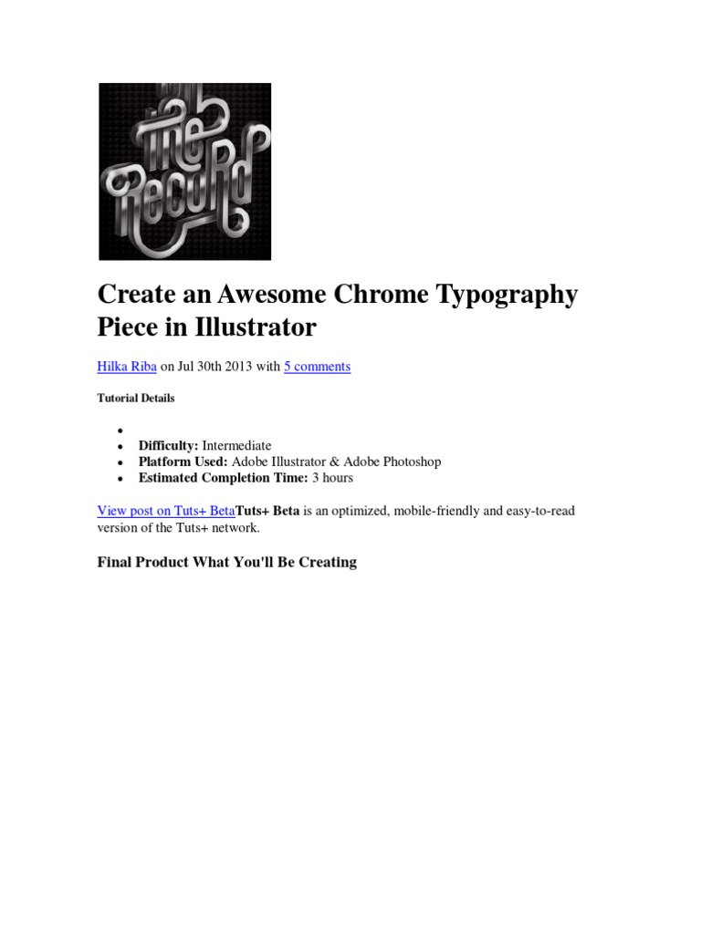 Create An Awesome Chrome Typography Piece in Illustrator PDF | PDF ...